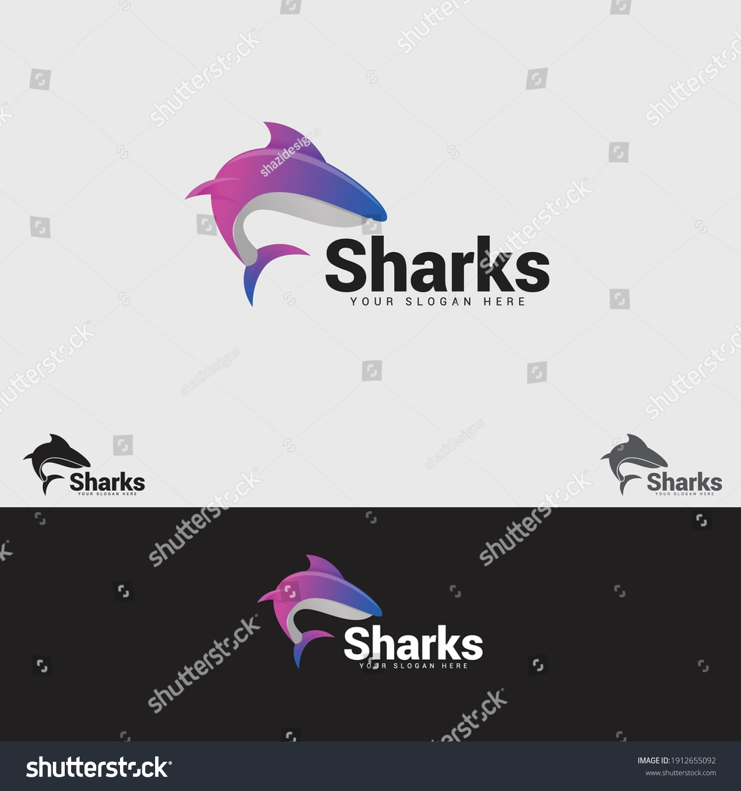 Sharks Logo Design Vector Template Stock Vector (Royalty Free ...