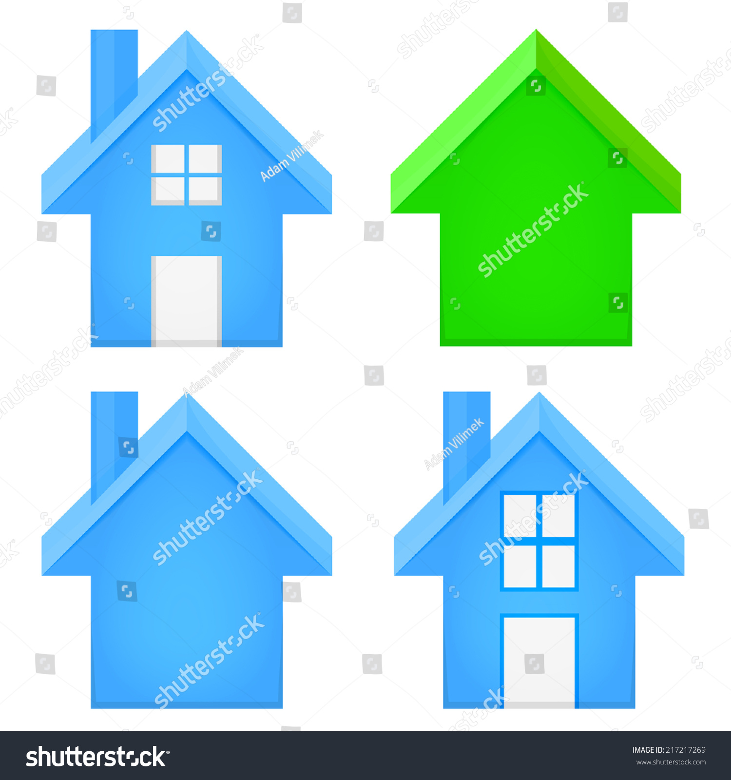 Sharp House 3d Icon Set Isolated: vector de stock (libre de regalías ...