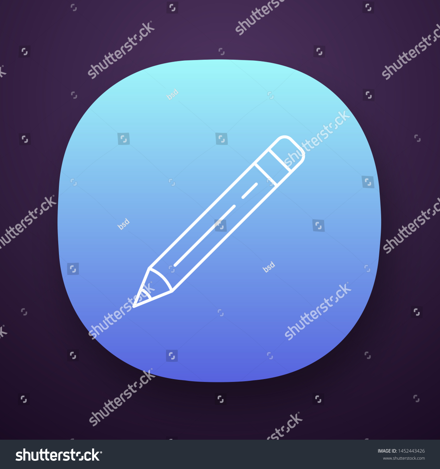 Sharp Pencil Eraser Rubber App Icon Stock Vector (Royalty Free) 1452443426