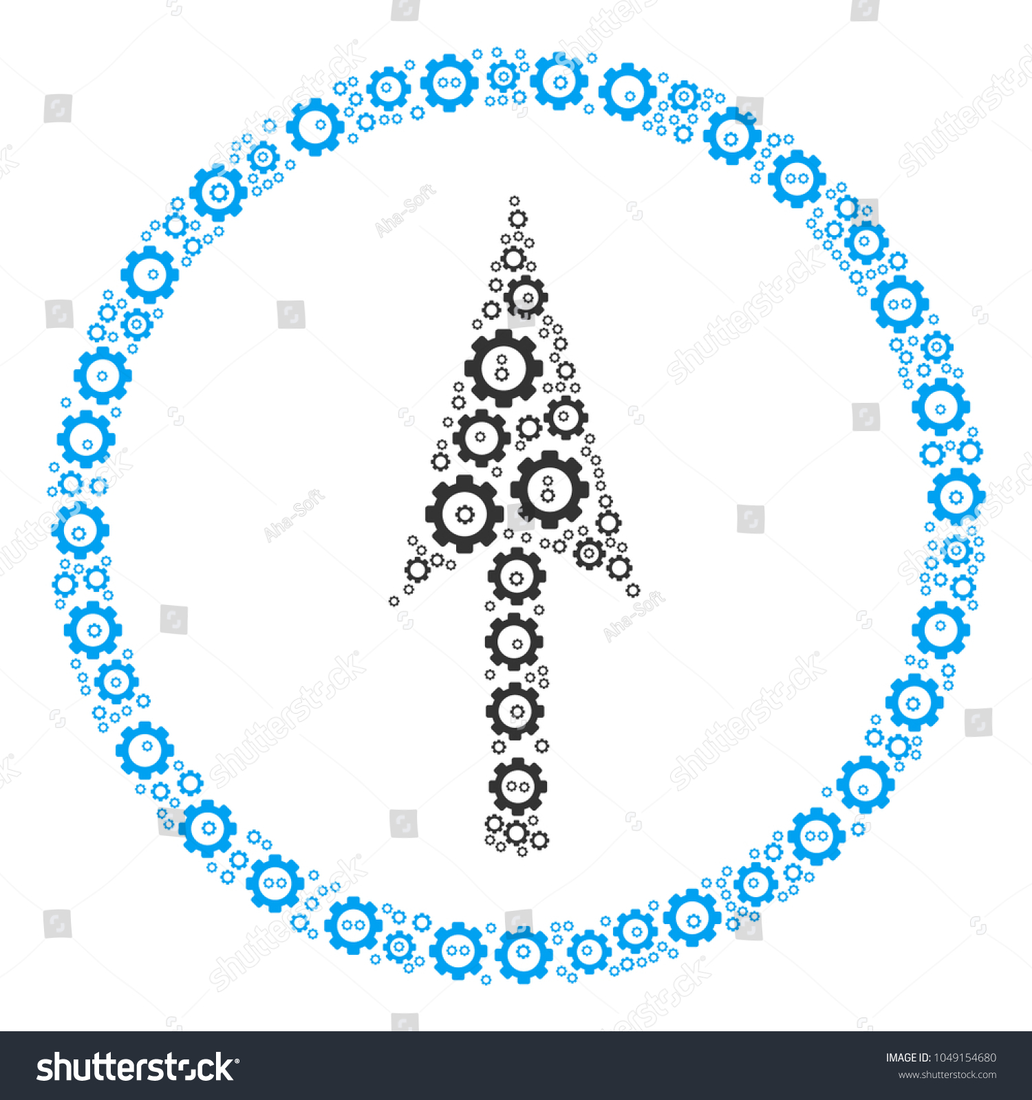 Sharp Rounded Arrow Collage Cogs Vector : image vectorielle de stock ...