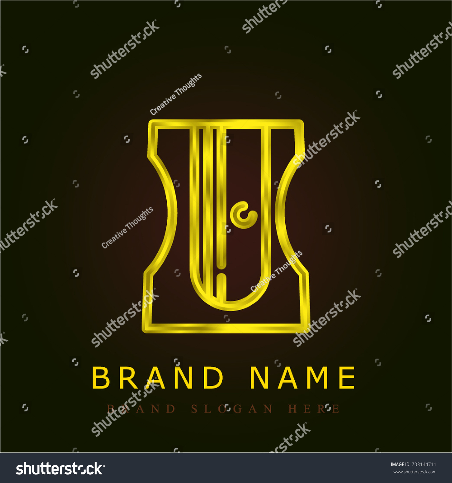 Sharpener Golden Metallic Logo Stock Vector (Royalty Free) 703144711 ...