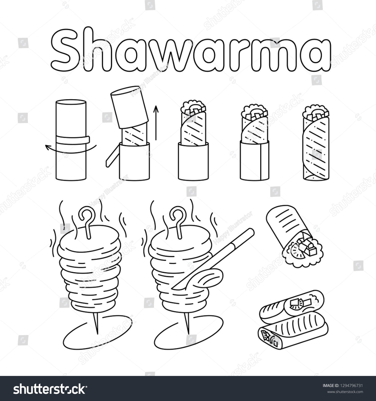 Shawarma Icon Set Vector Illustration Stock Vector (Royalty Free ...