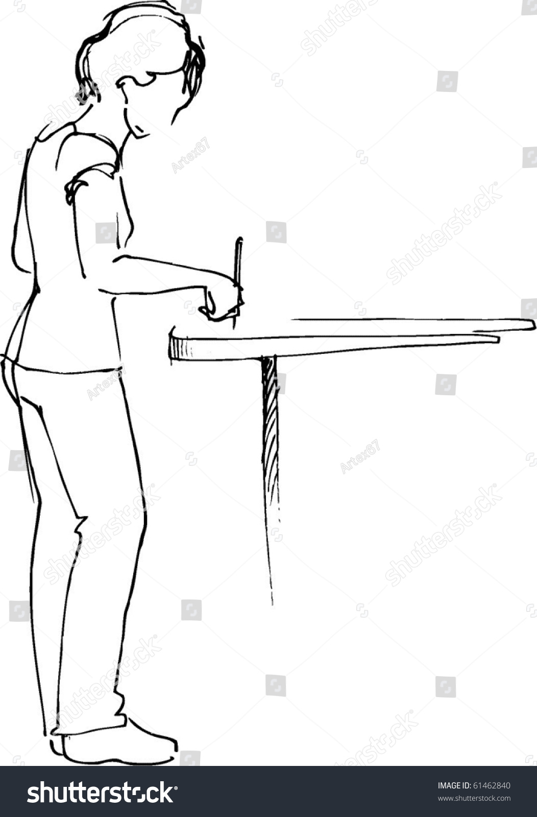 She Draws On Table Stock Vector (Royalty Free) 61462840 | Shutterstock