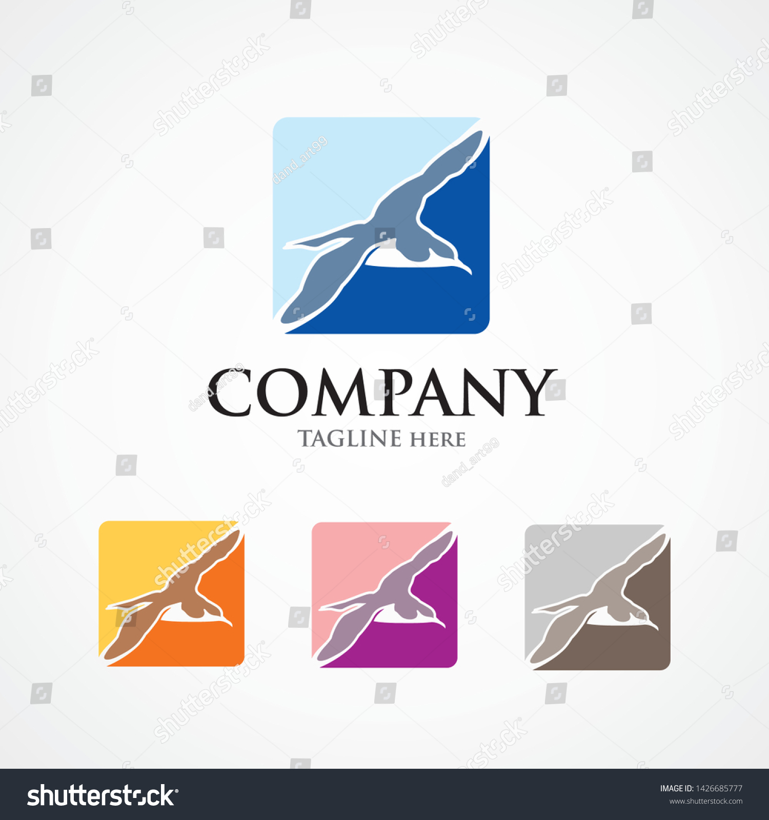 Shearwater Logo Concept Square Shape Stock Vector (Royalty Free ...