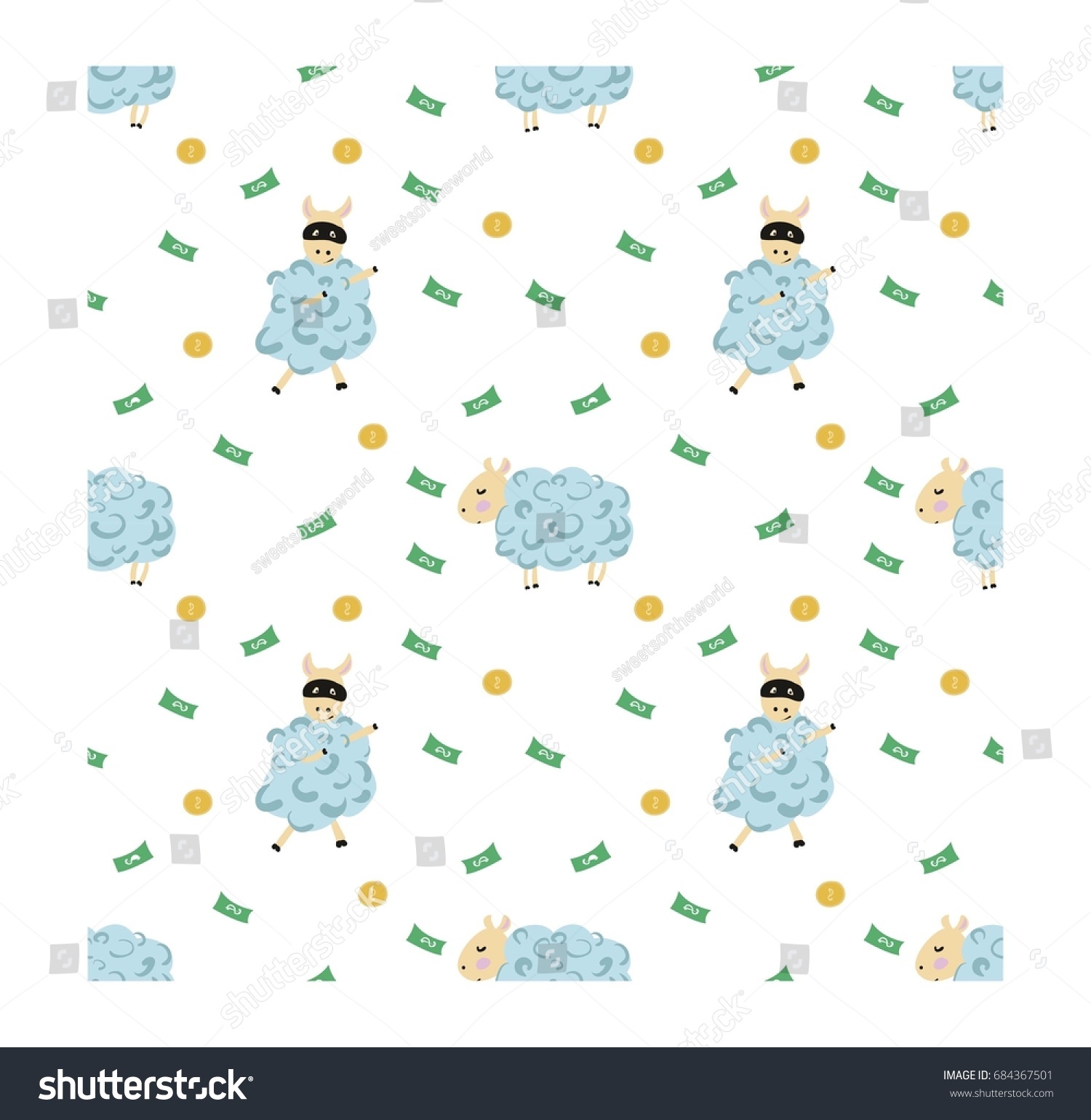 Sheep Bandit Vector Illustration Stock Vector (Royalty Free) 684367501