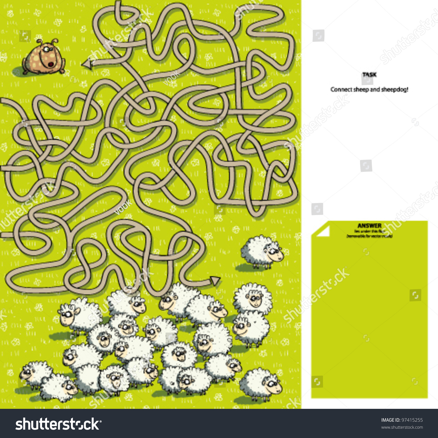 Sheep Cartoon Maze Game Solution Stock Vector (Royalty Free) 97415255