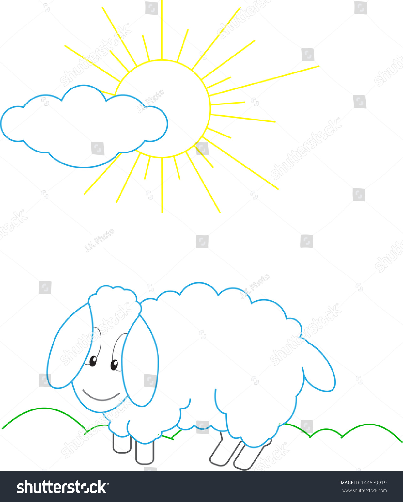 Sheep Contour Illustration Stock Vector (Royalty Free) 144679919 ...