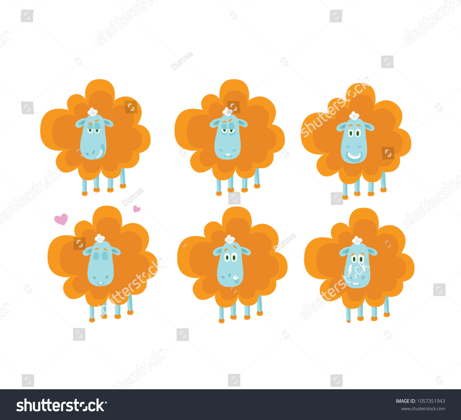 Sheep Different Emotions Stock Vector (Royalty Free) 1057351943 ...