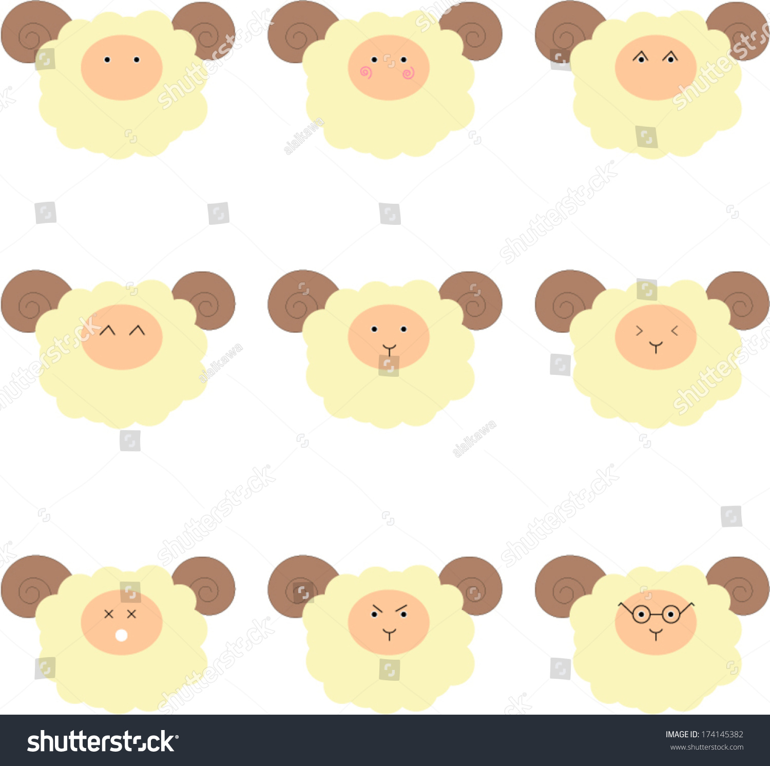 Sheep Face Emoticon Vector Illustration Stock Vector (Royalty Free ...