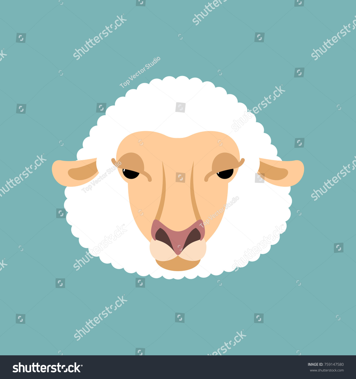 Sheep Face Isolated Ewe Head Vector Stock Vector (Royalty Free ...