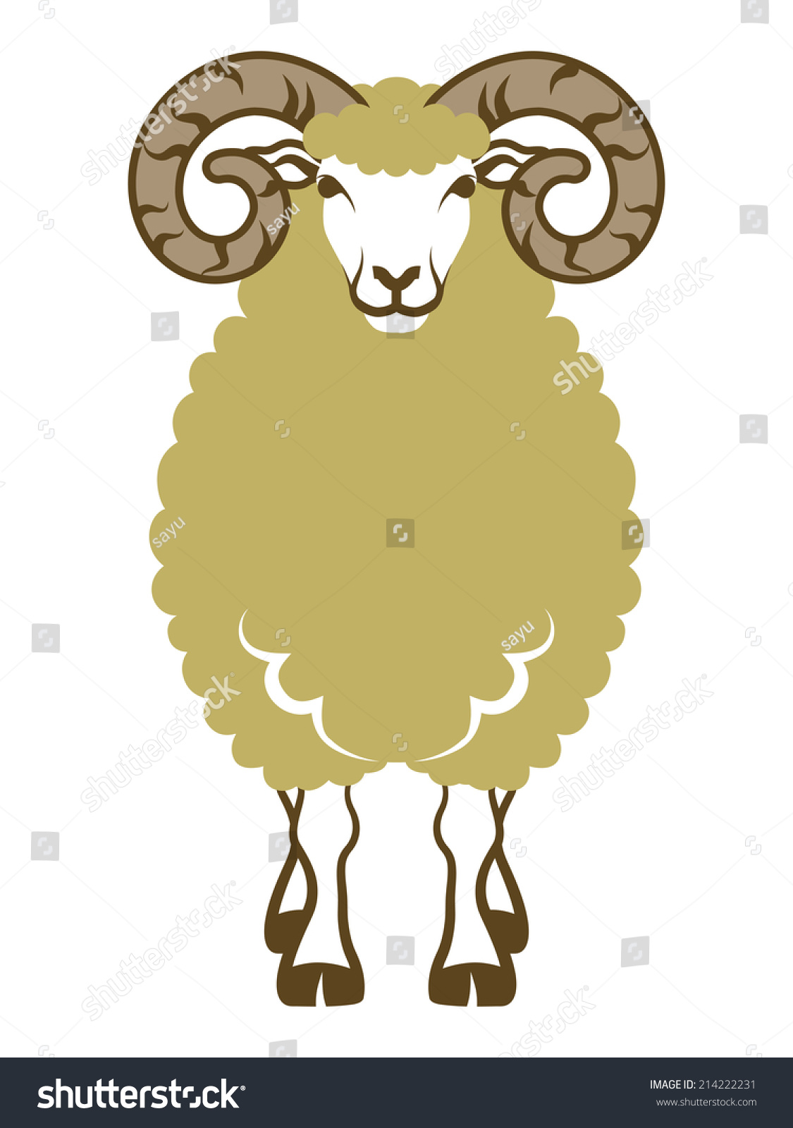 Sheep Front Viewclip Art Stock Vector 214222231 - Shutterstock