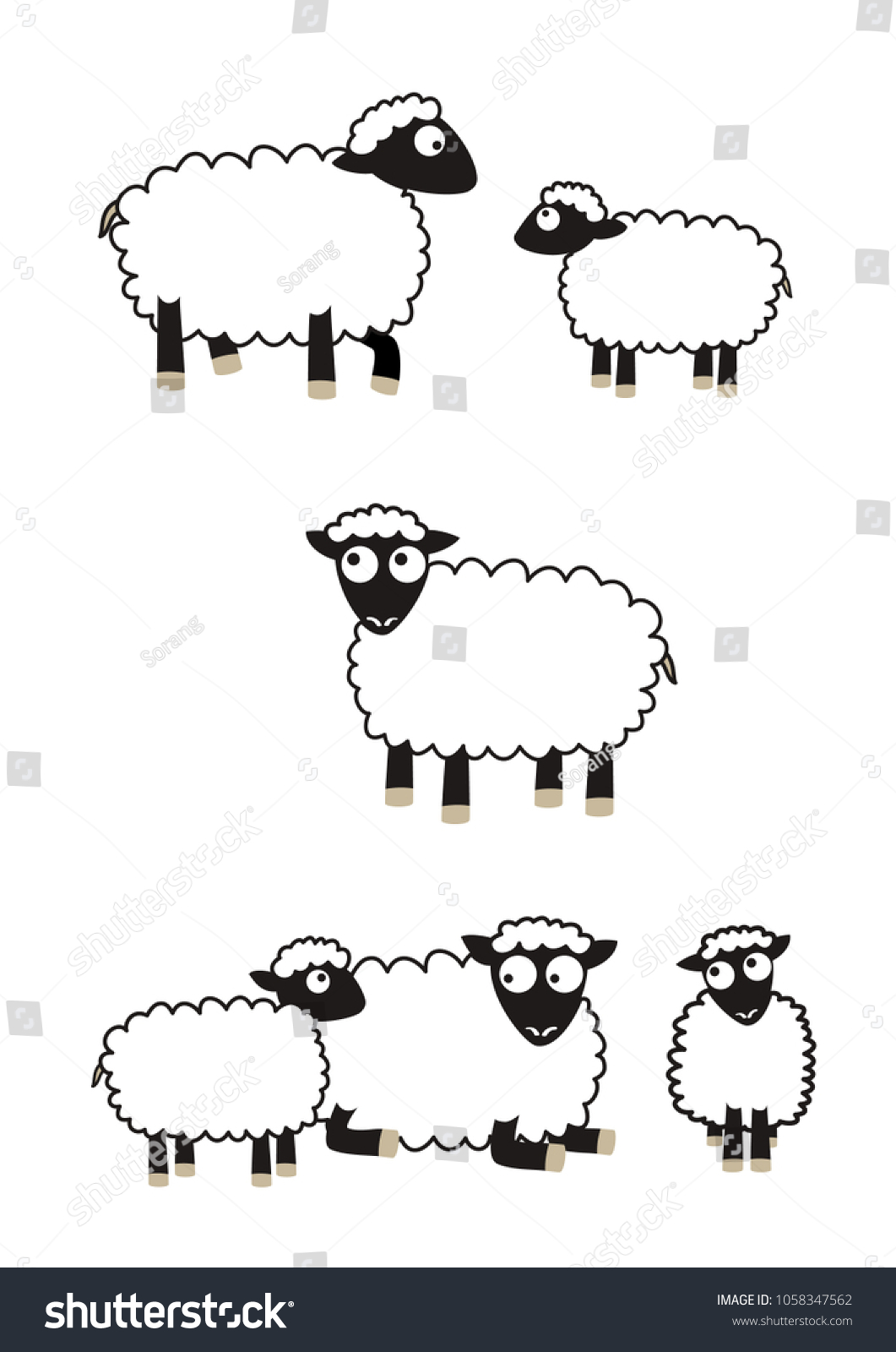 Sheep Different Poses : image vectorielle de stock (libre de droits ...