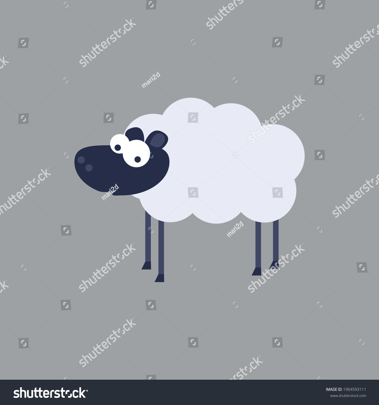 Sheep Flat Style Isolated 2d Vector Stock Vector (Royalty Free) 1904593111
