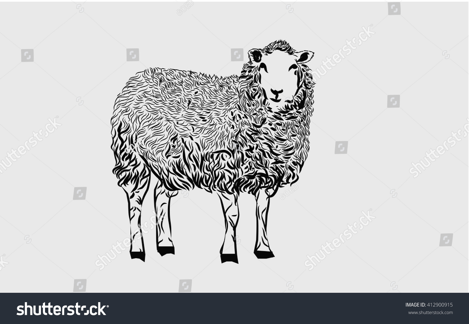 Sheep Line Drawing Style Stock Vector (Royalty Free) 412900915
