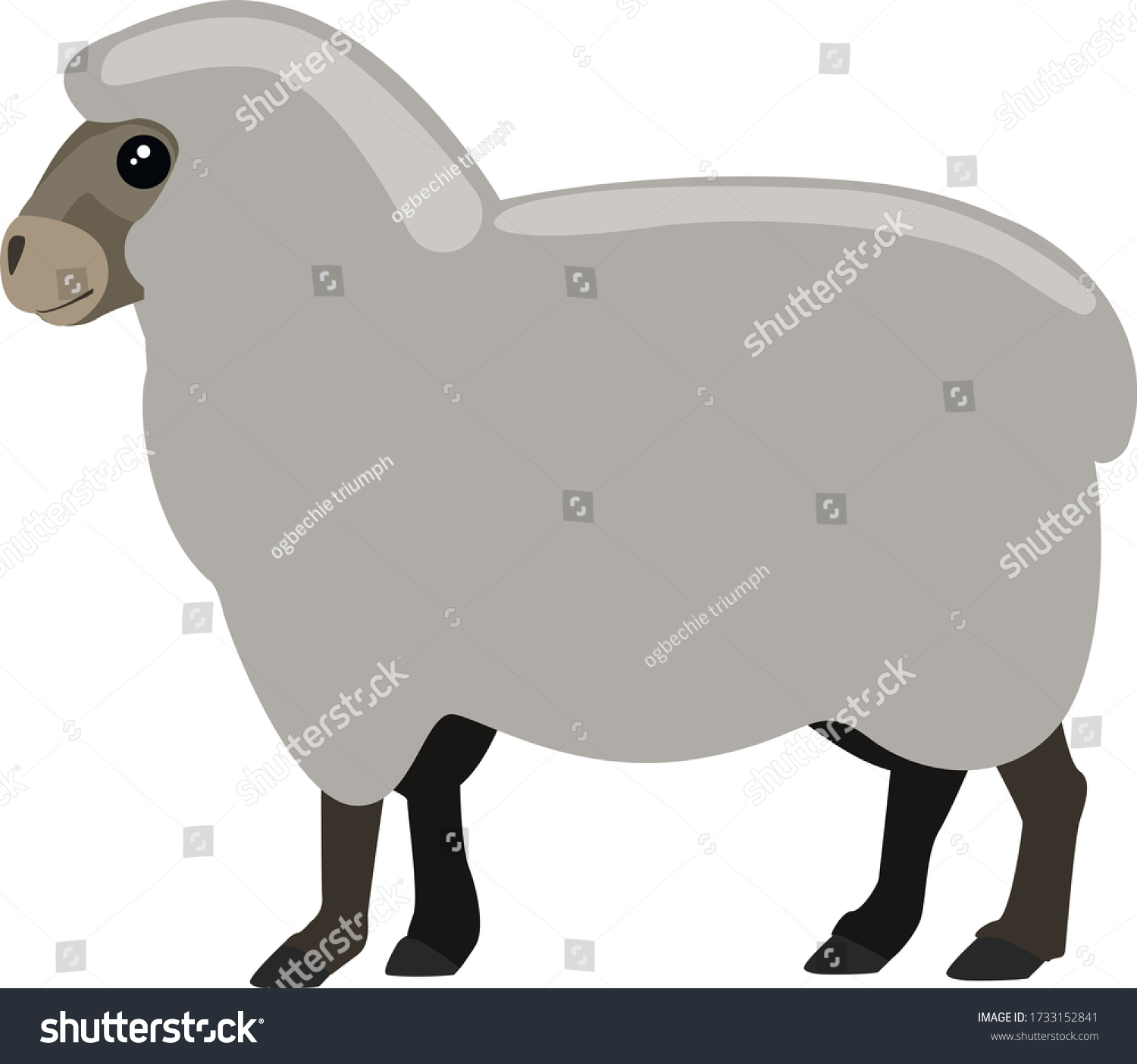 Sheep Vector 2d Cartoon Illustration Stock Vector (Royalty Free) 1733152841