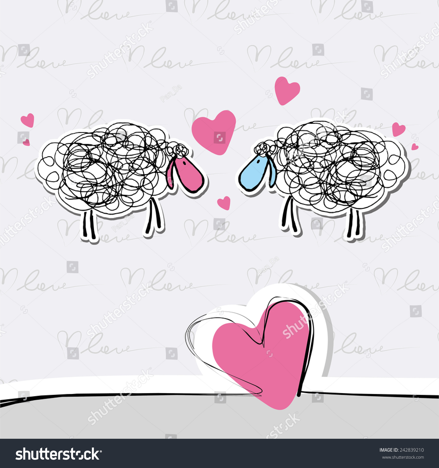 Sheep Hearts Vector Illustration Stock Vector (Royalty Free) 242839210