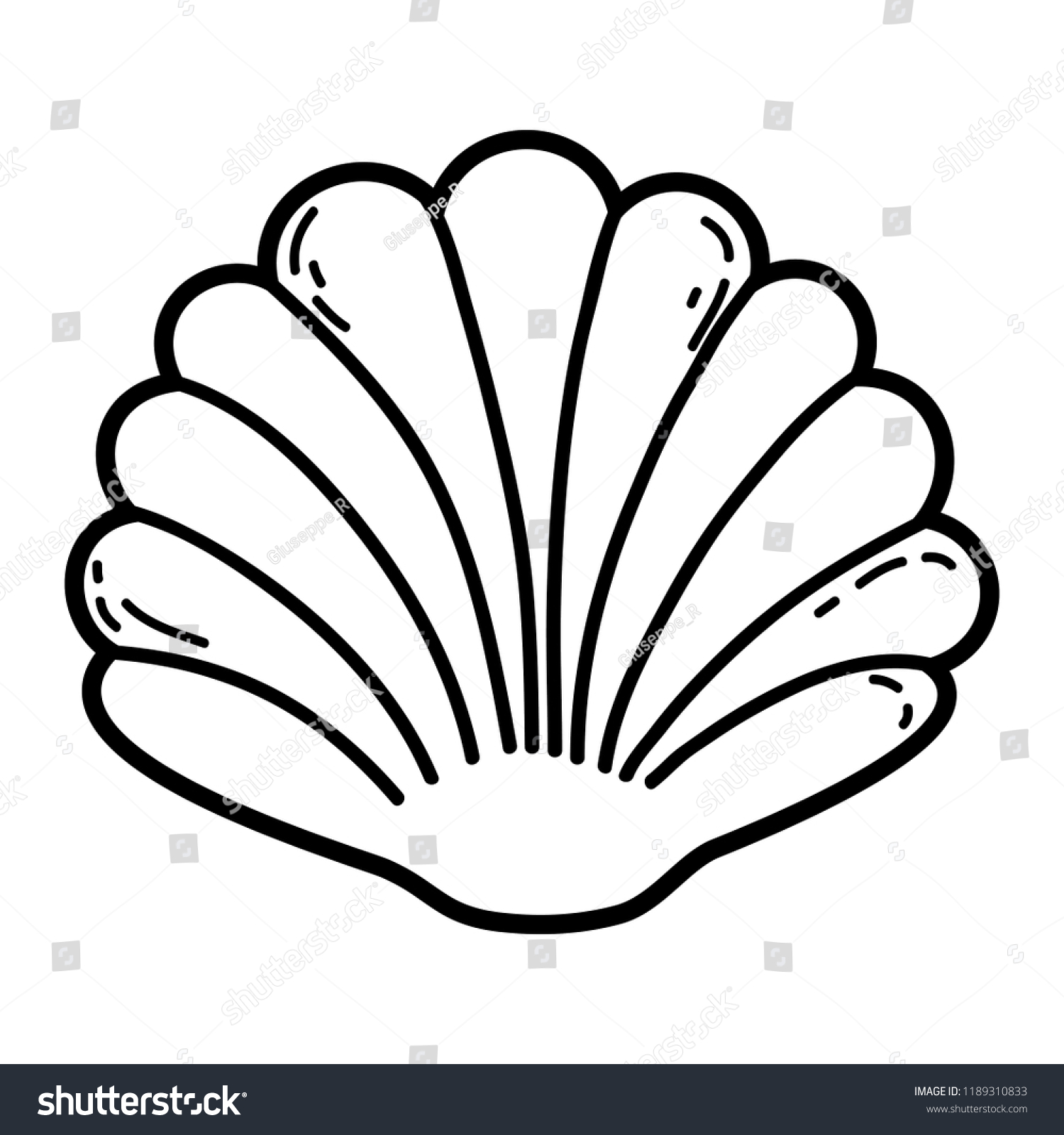 Dibujo de Shell aislado: vector de stock (libre de regalías) 1189310833 ...