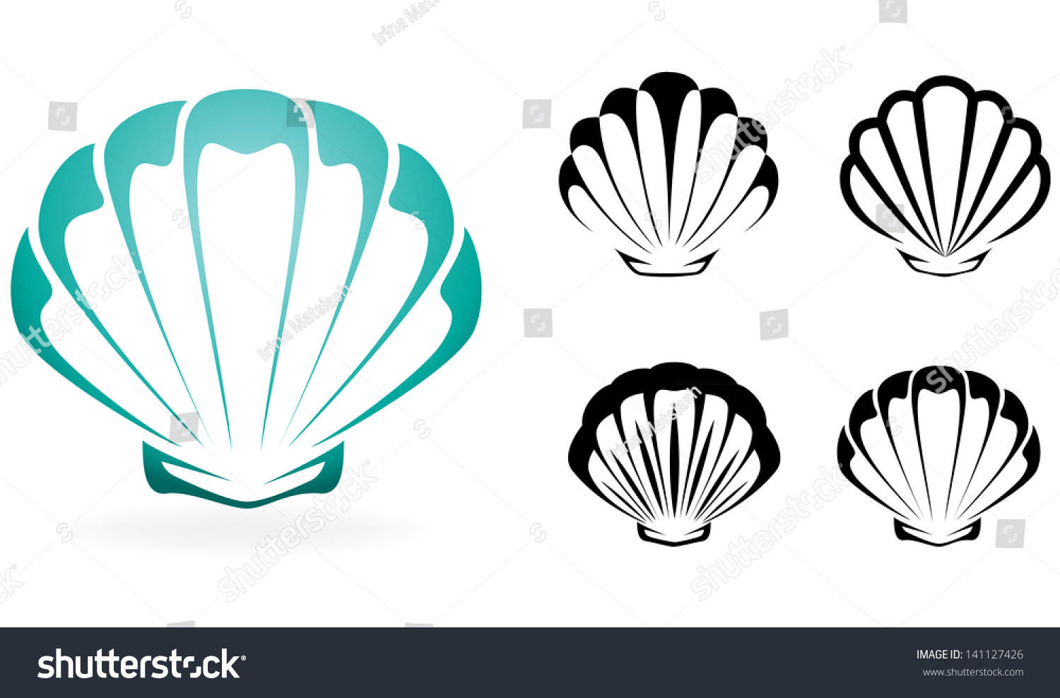 Shell Collection Vector Silhouette Illustration Stock Vector (Royalty ...
