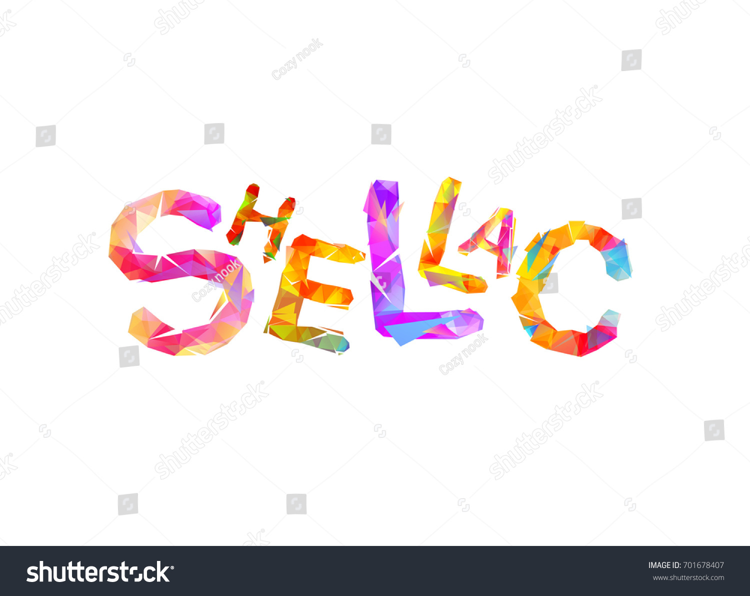 Shellac Vector Word Colorful Triangular Letters Stock Vector (Royalty ...