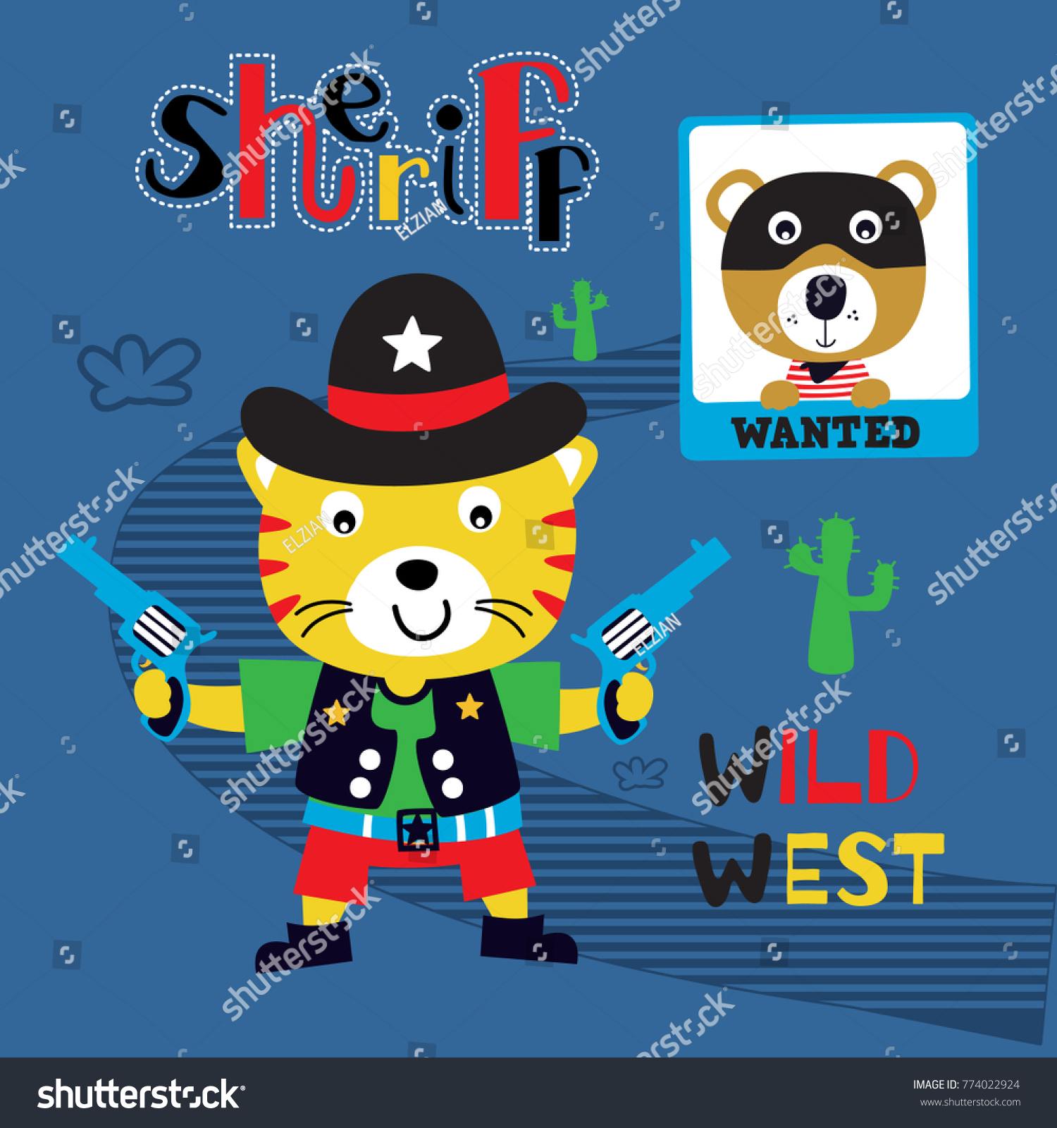 Sheriff Animal Cartoon Vector Stock Vector (Royalty Free) 774022924 ...