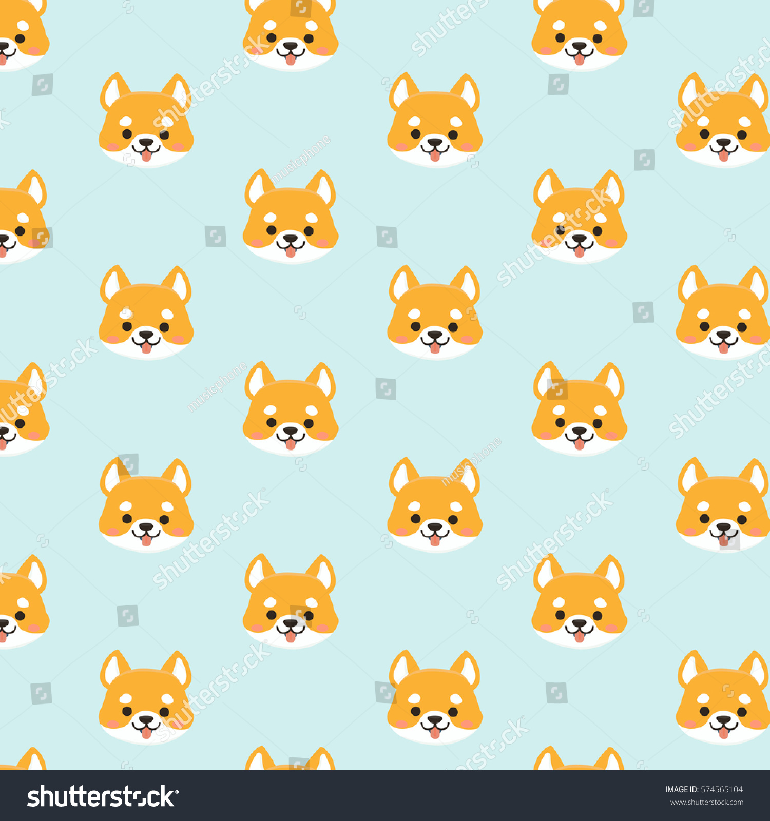 Shiba Inu Seamless Pattern Stock Vector (Royalty Free) 574565104