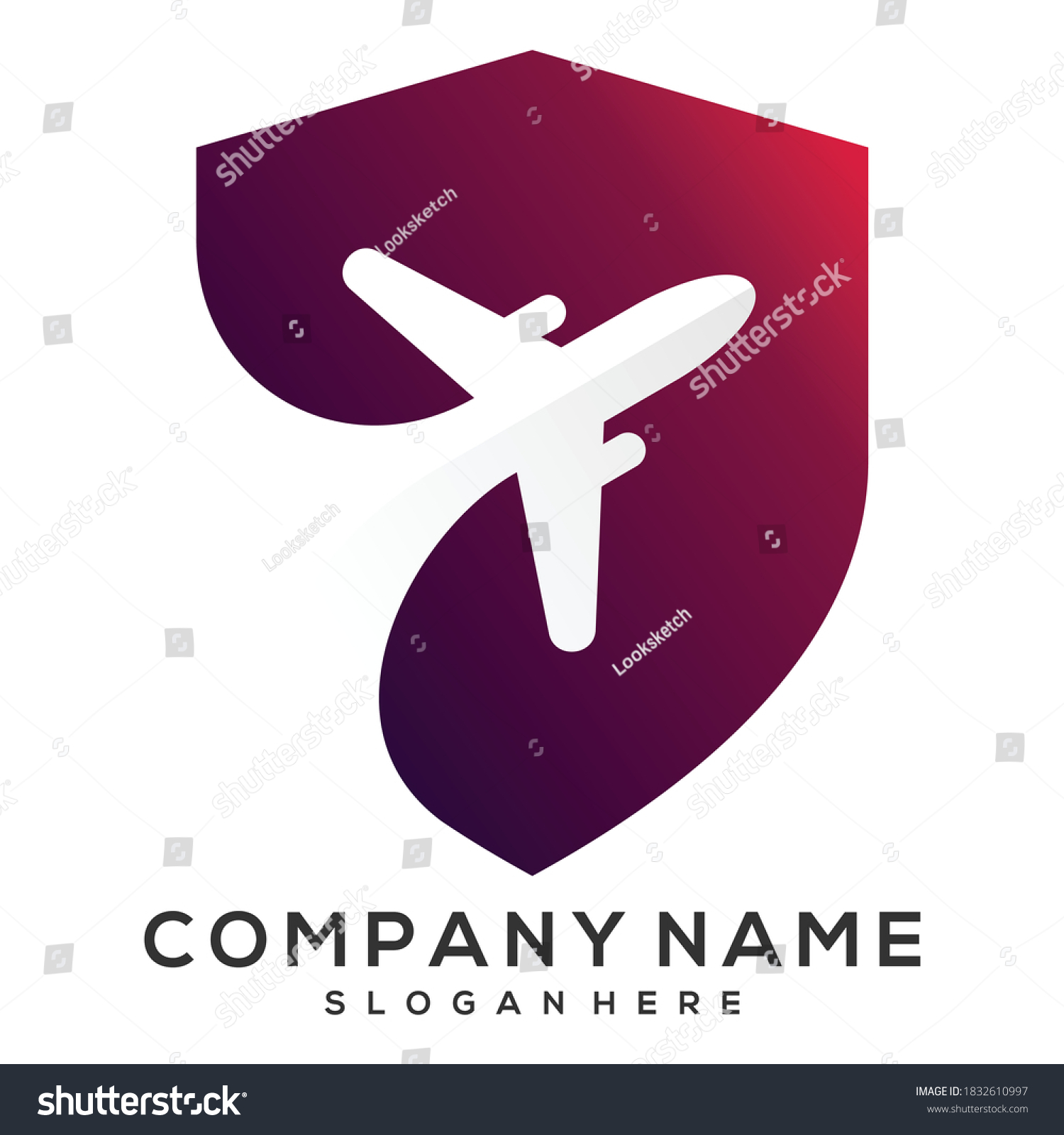 Shield Airplane Illustration Vector Logo Stock Vector (Royalty Free ...