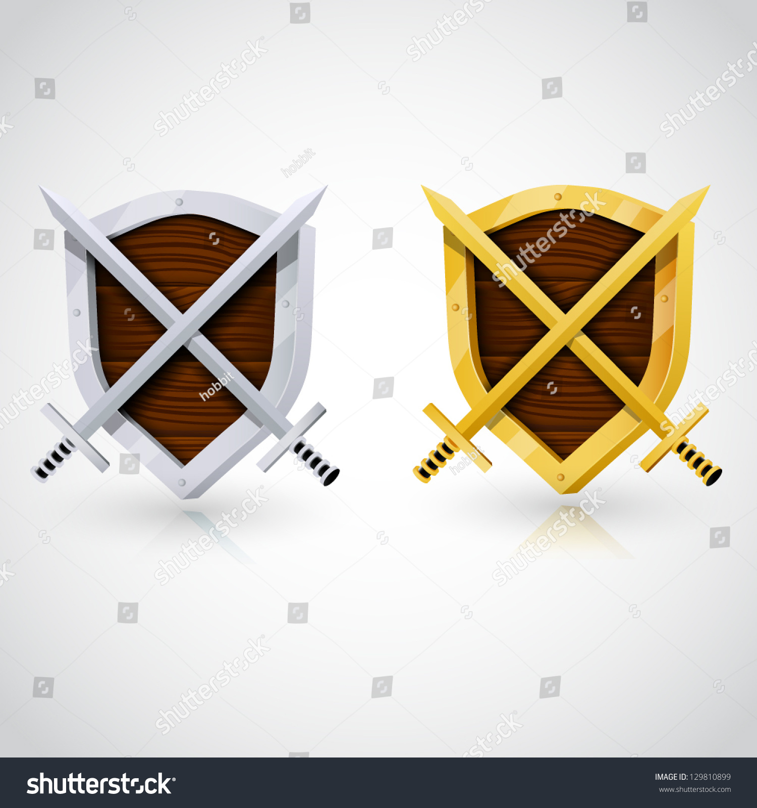 Shield Swords Vector Set Stock Vector (Royalty Free) 129810899