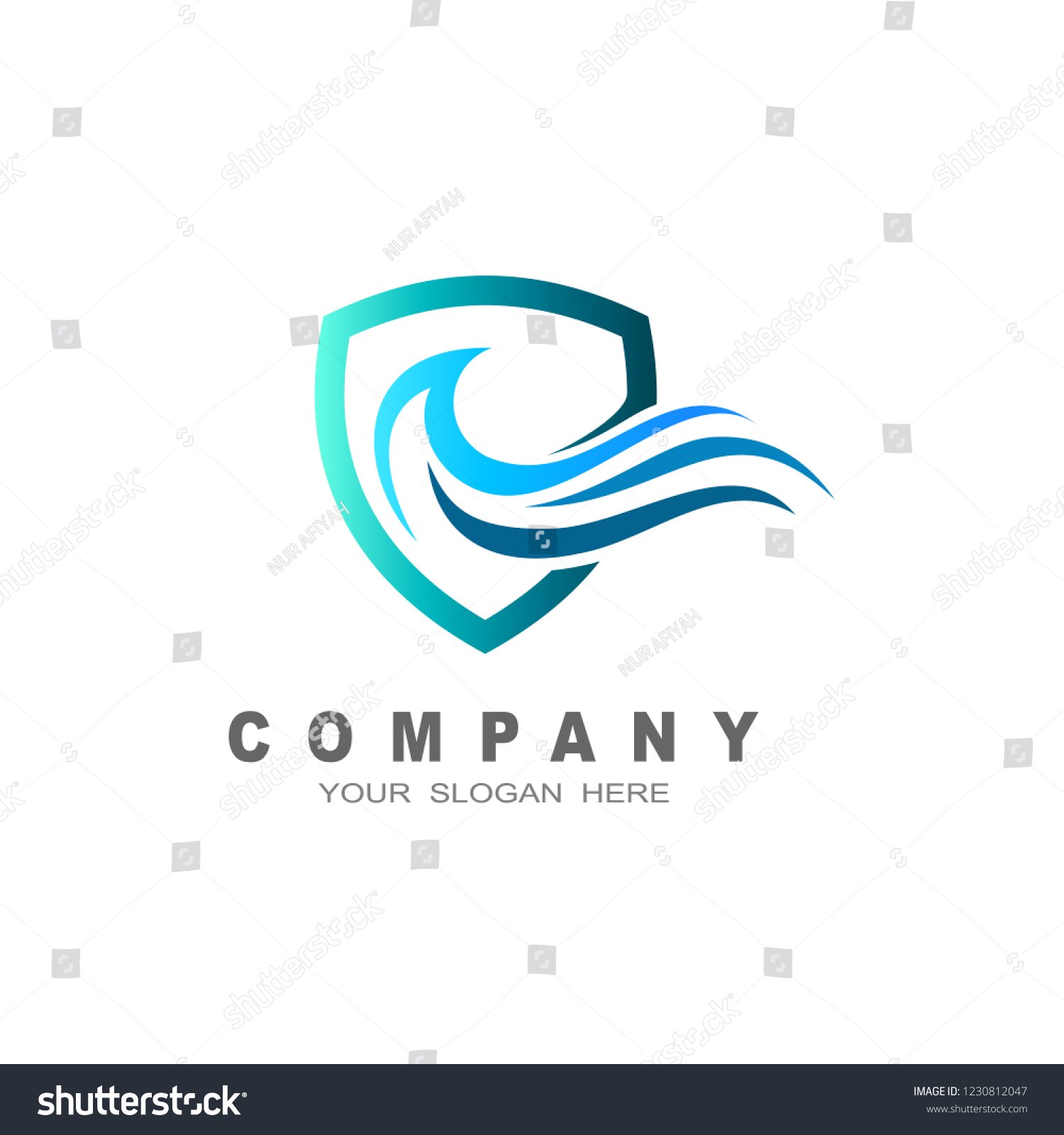 Shield Waves Logo Template Beach Security Stock Vector (Royalty Free ...