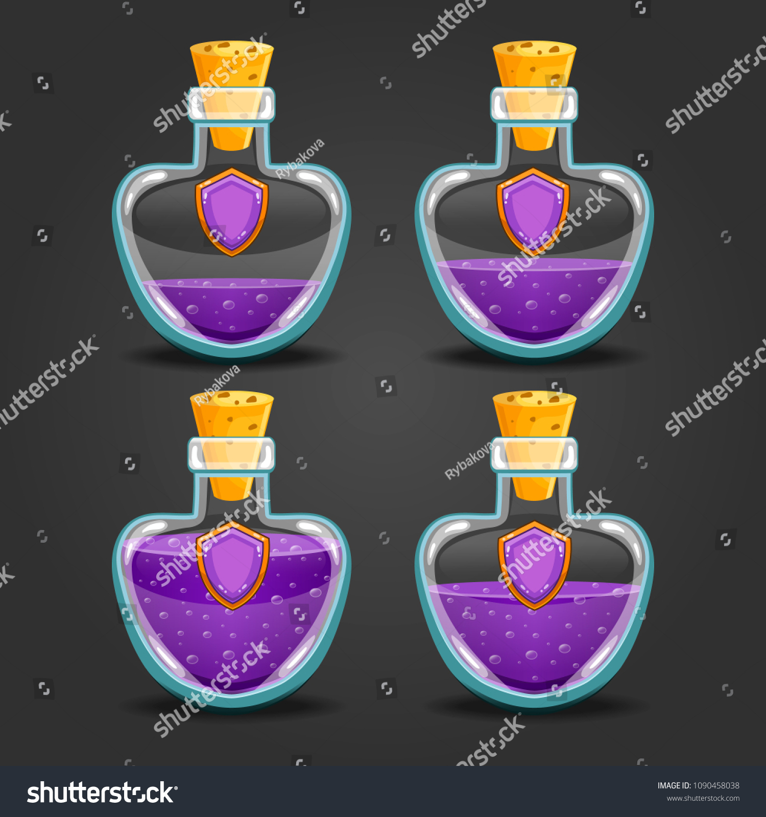 Shield Bottles Different Liquid Level Stock Vector (Royalty Free ...