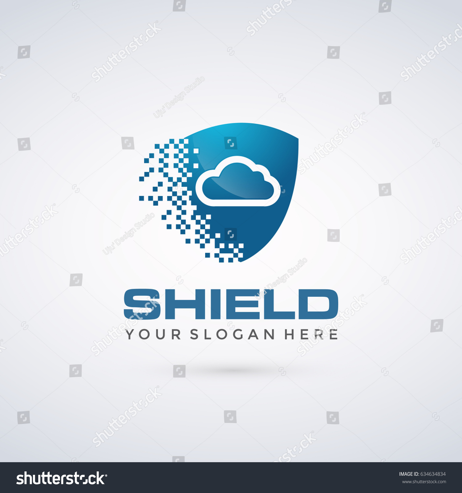 Shield Cloud Digital Logo Template Vector Stock Vector (Royalty Free ...