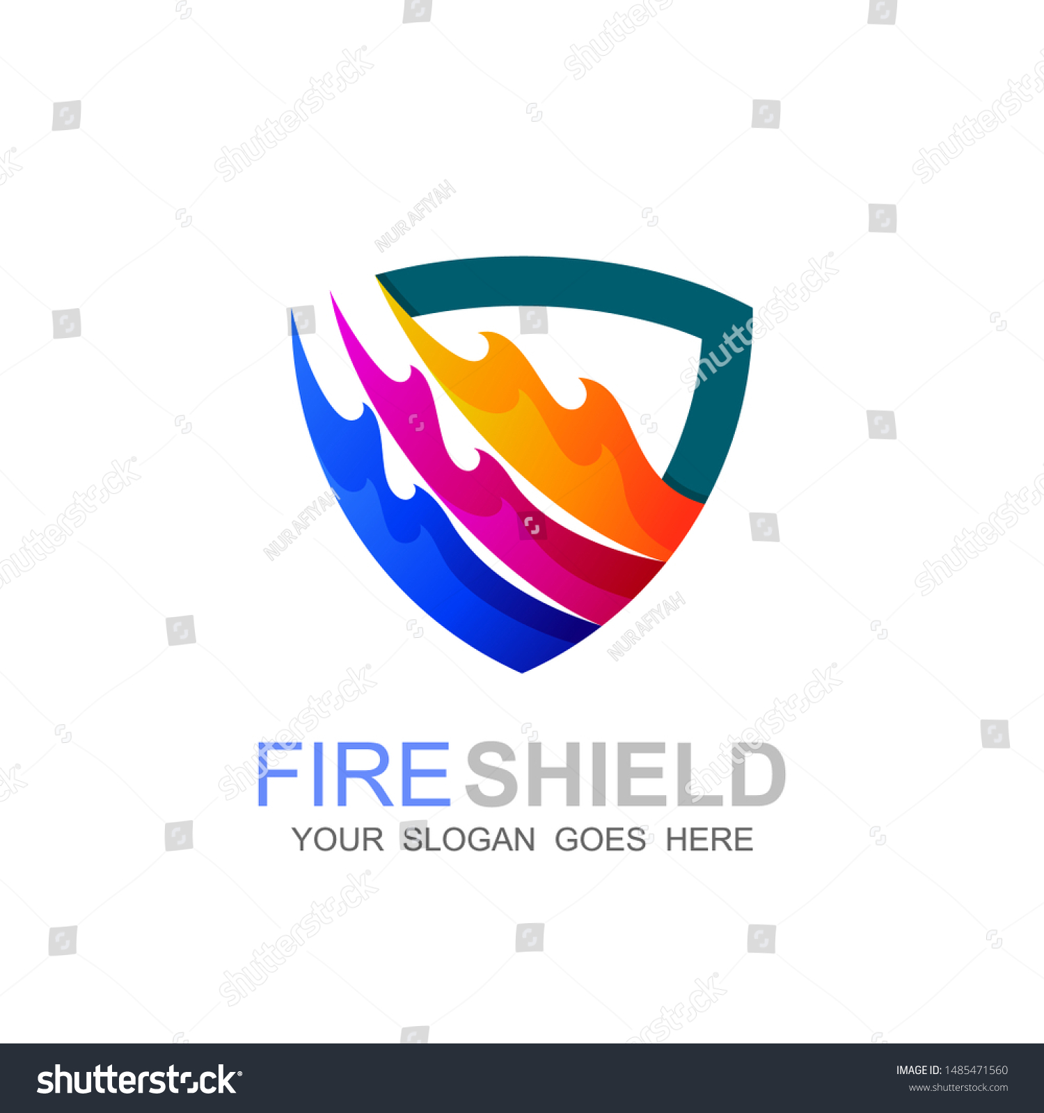 Shield Fire Logo Design Element Security Stock Vector (Royalty Free ...