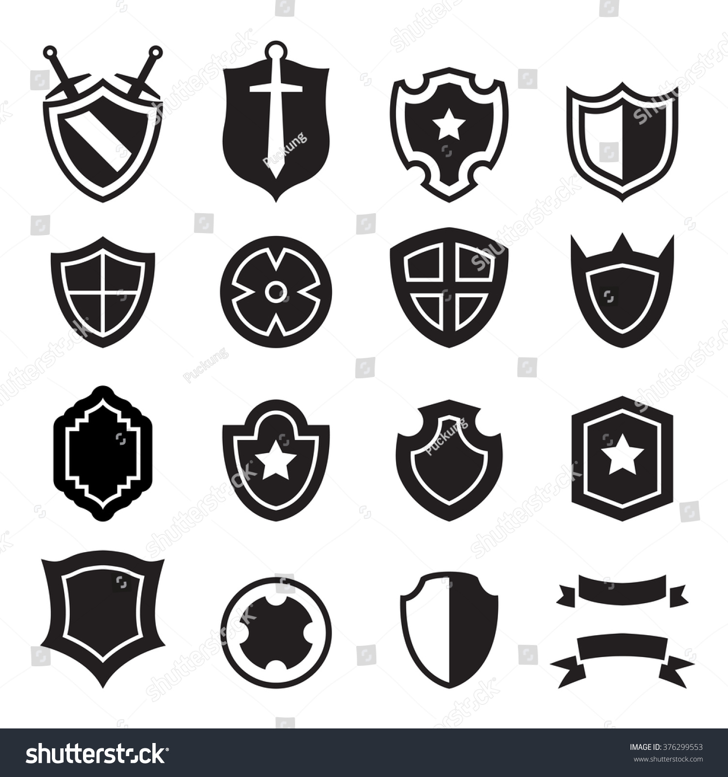 Shield Icons Stock Vector (Royalty Free) 376299553 | Shutterstock