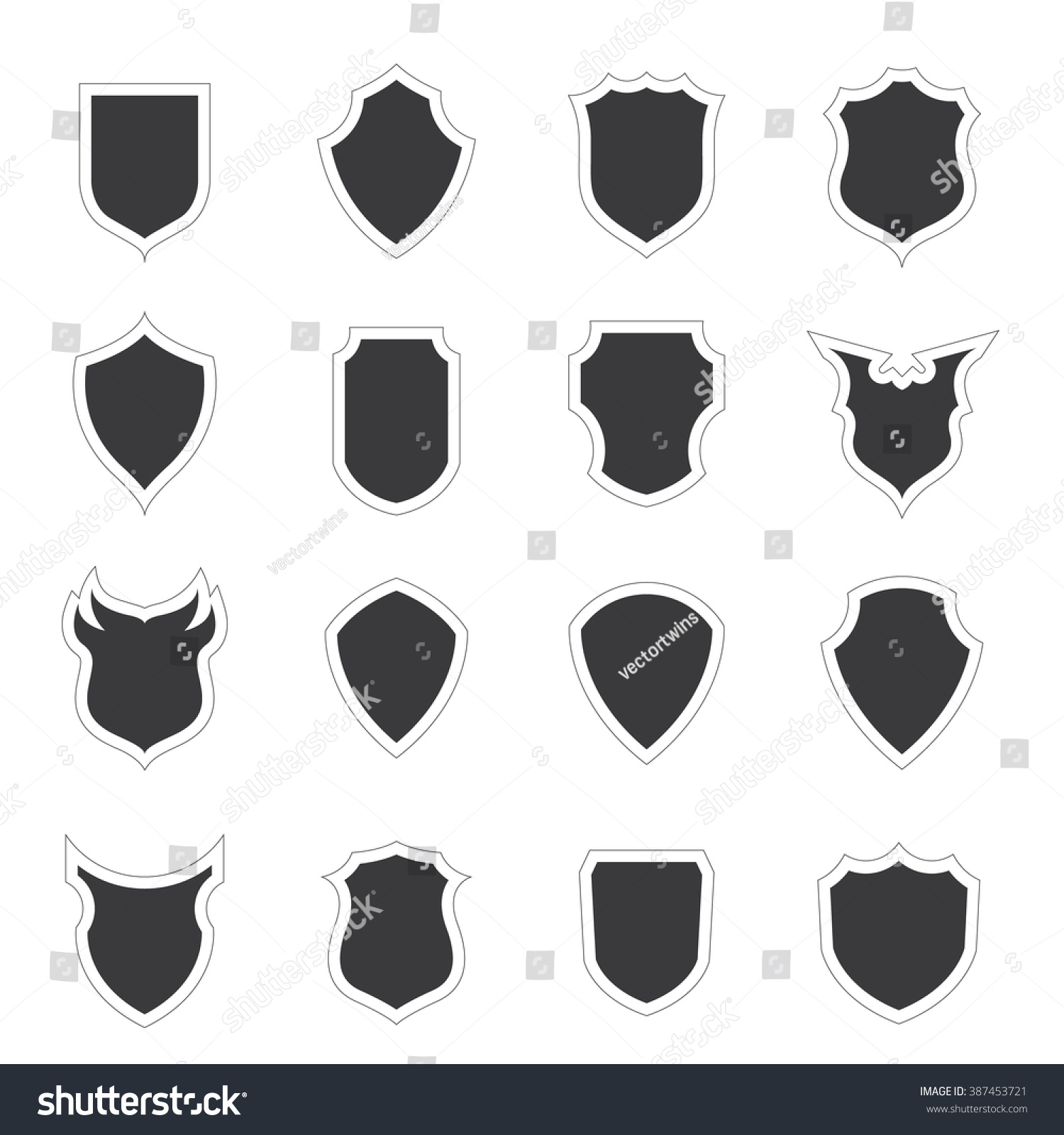 Shield Icons Crests Vector Element Security: vector de stock (libre de ...