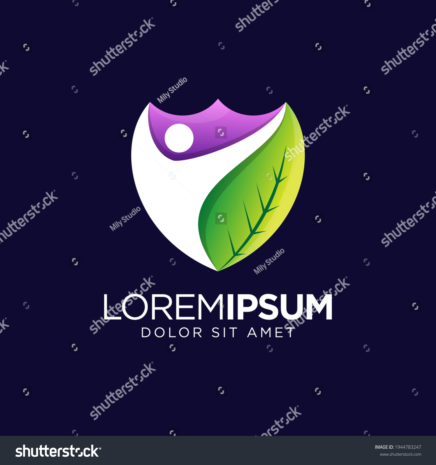 Shield Leaves Gradient Logo Design Stock Vector (Royalty Free) 1944783247 | Shutterstock