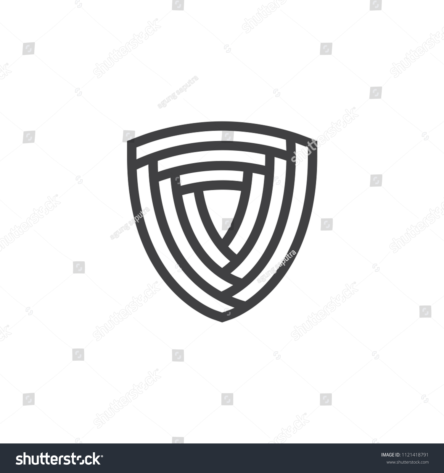 Shield Line Art Logo Vector Design Stock Vector (Royalty Free ...
