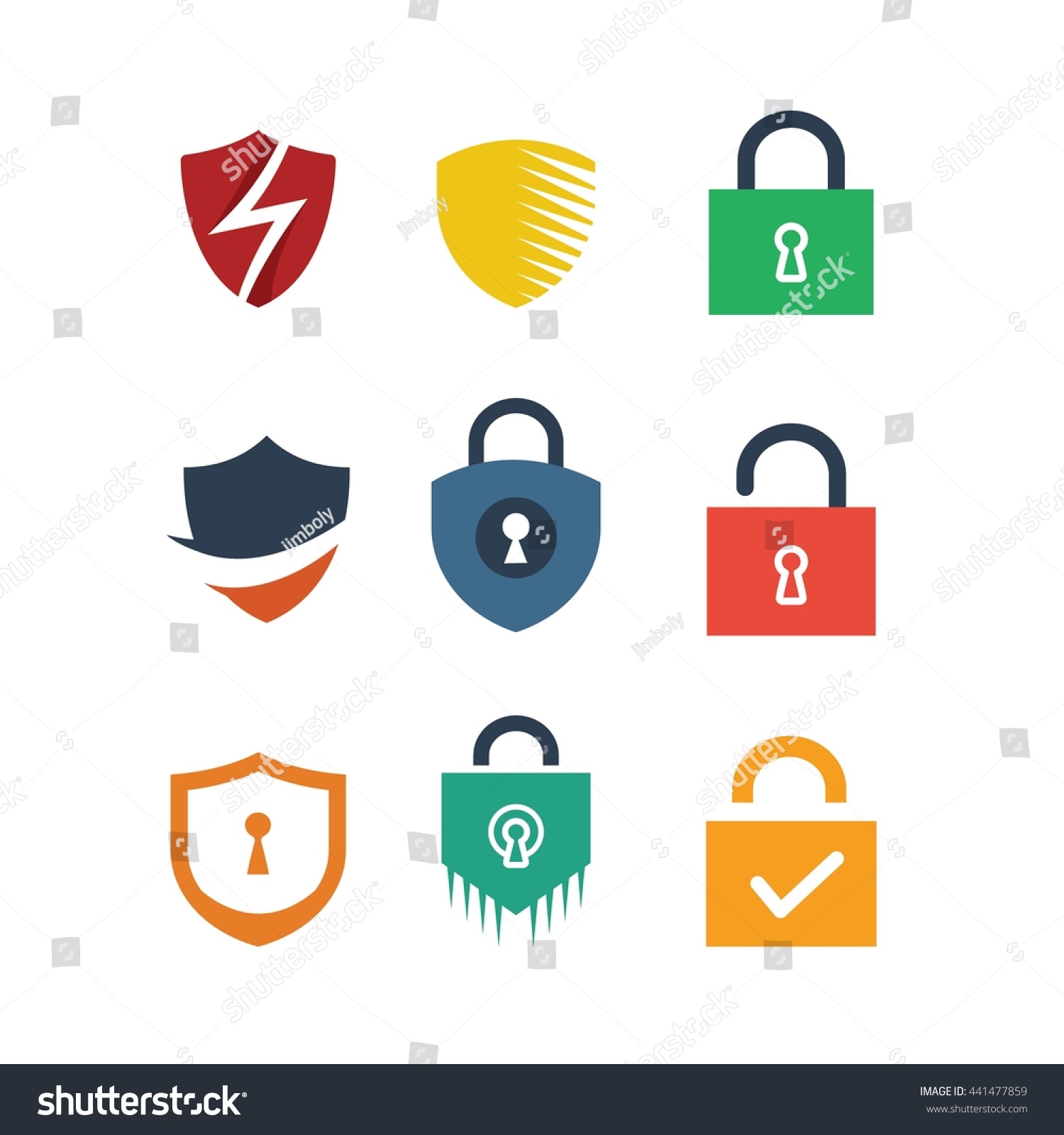 Shield Protection Security Logo Icon Set Stock Vector (Royalty Free ...