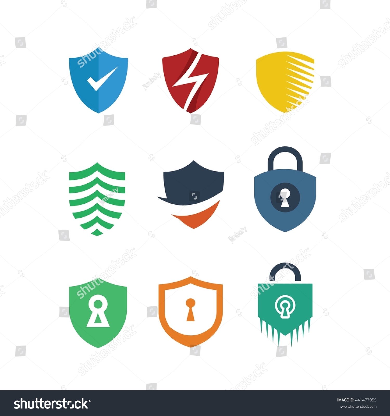 Shield Protection Security Logo Icon Set Stock Vector (Royalty Free ...