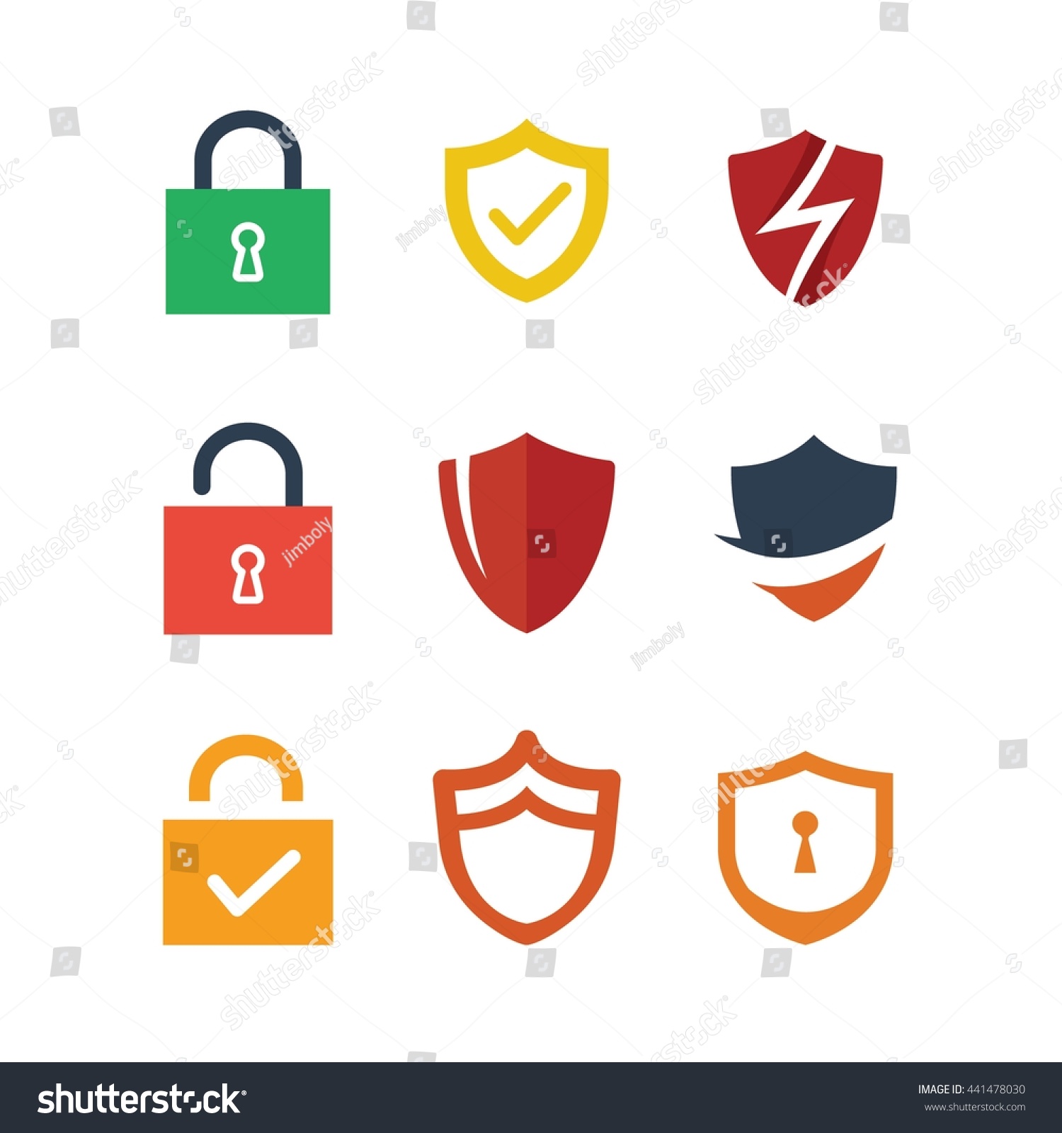 Shield Protection Security Logo Icon Set Stock Vector (Royalty Free ...