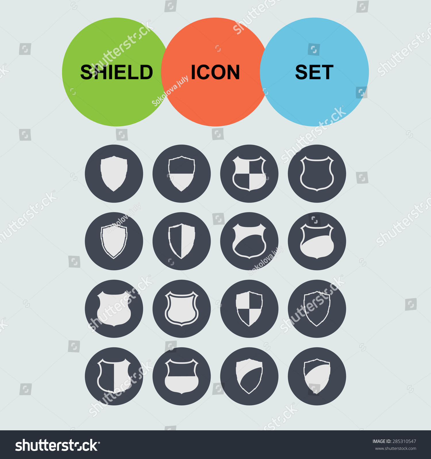 Shield Safe Defence Icon Set Stock Vector (Royalty Free) 285310547 ...