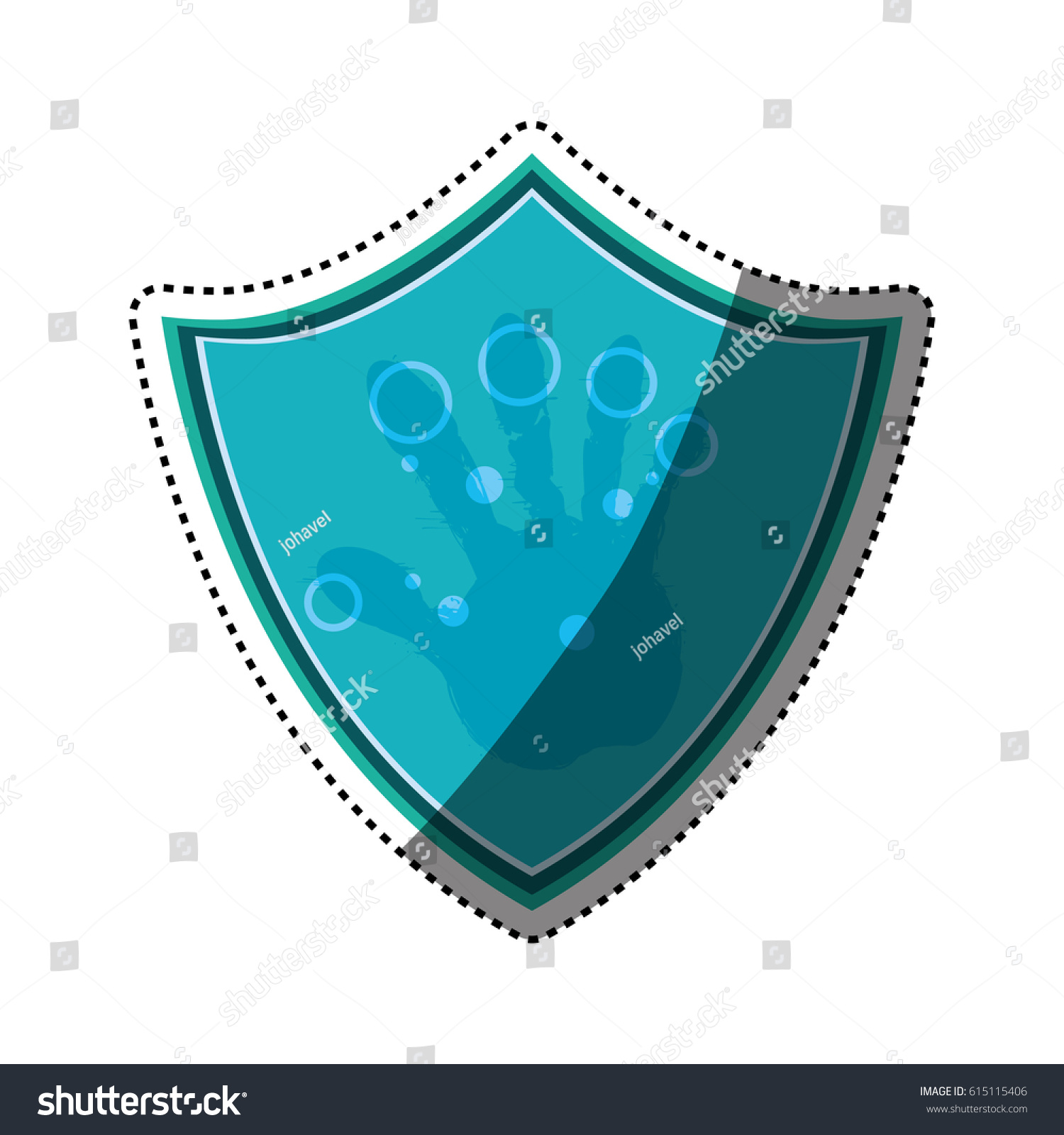 Shield Security Fingerprints Hand Stock Vector (Royalty Free) 615115406 ...