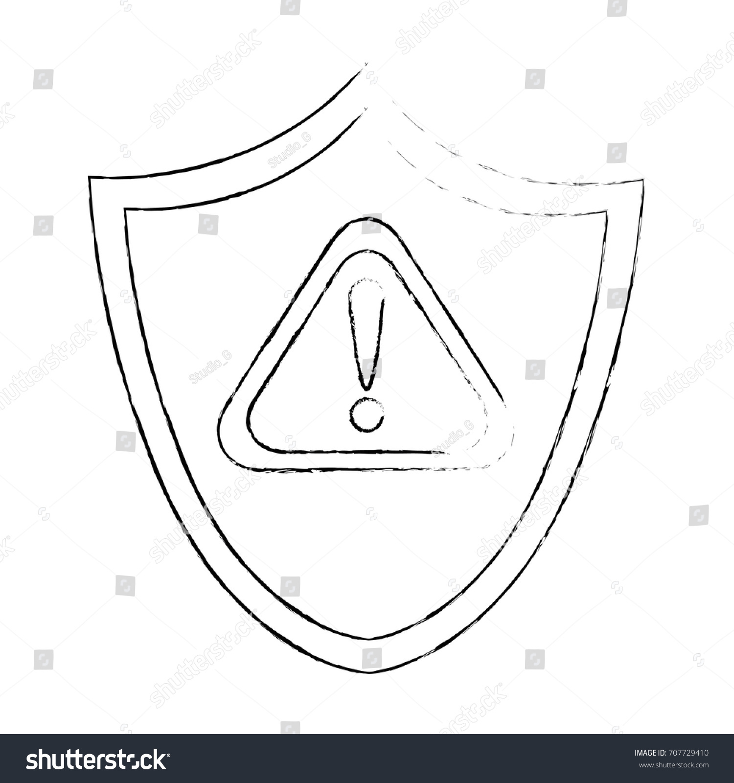 Shield Security Alert Symbol Stock Vector (Royalty Free) 707729410