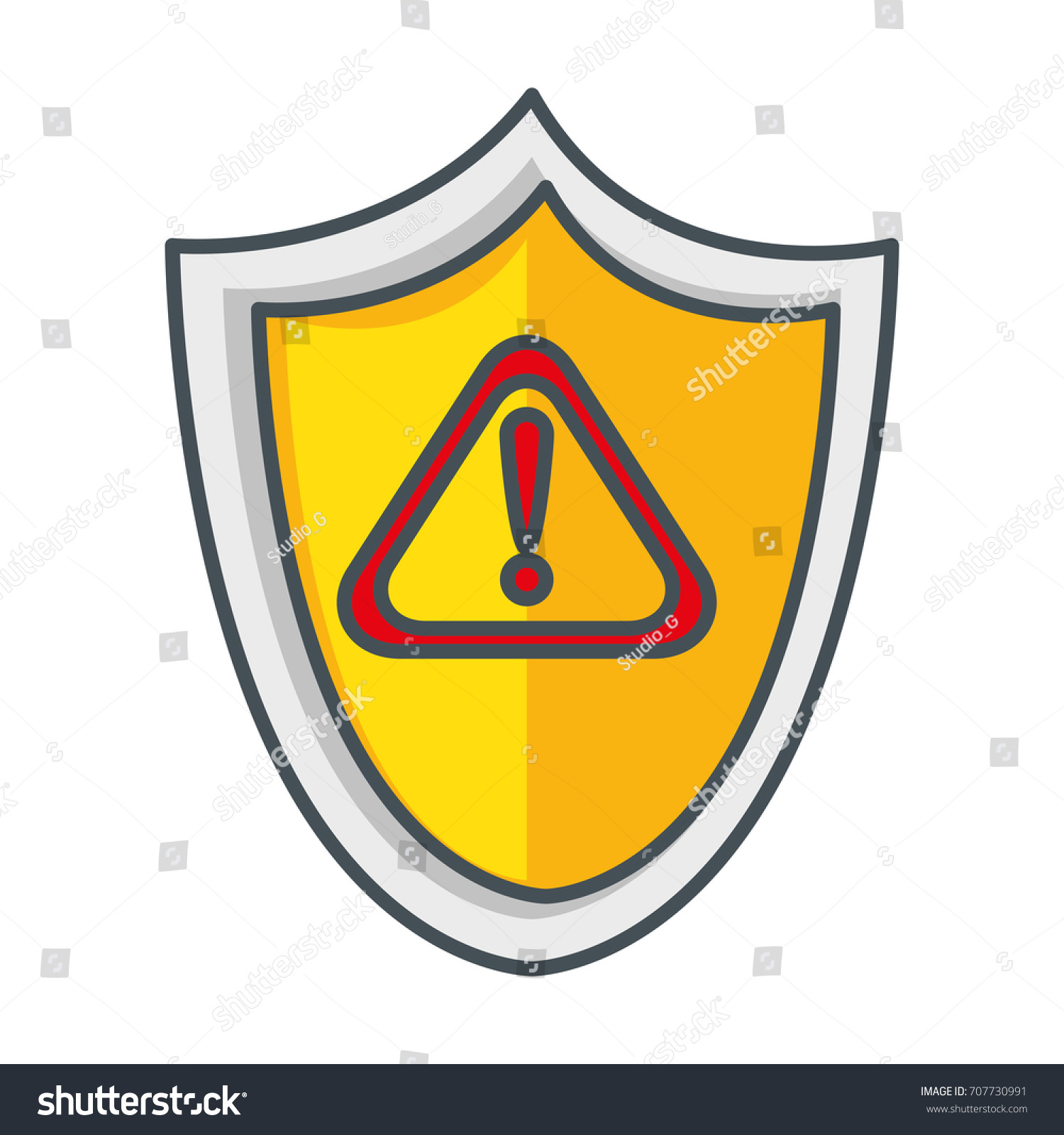 Shield Security Alert Symbol Stock Vector (Royalty Free) 707730991 ...