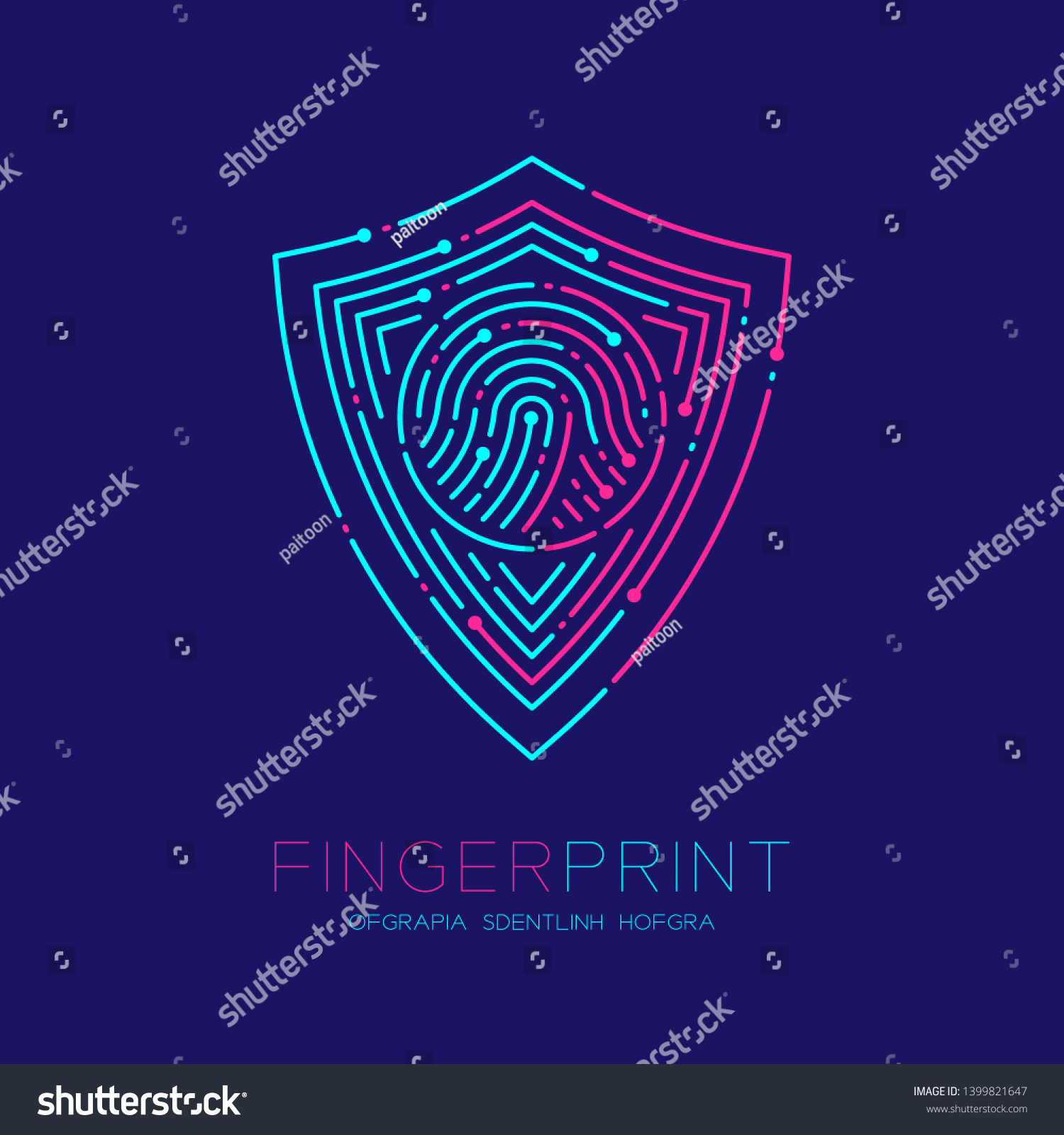 Shield Shape Pattern Fingerprint Scan Logo: vector de stock (libre de ...