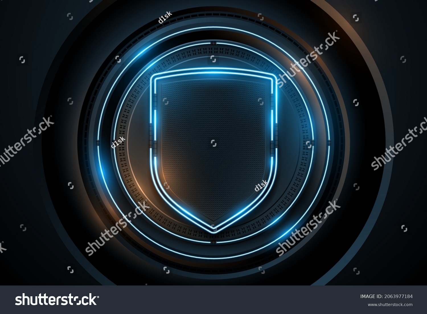 Shield Template Background Blue Neon Lights Stock Vector (Royalty Free ...