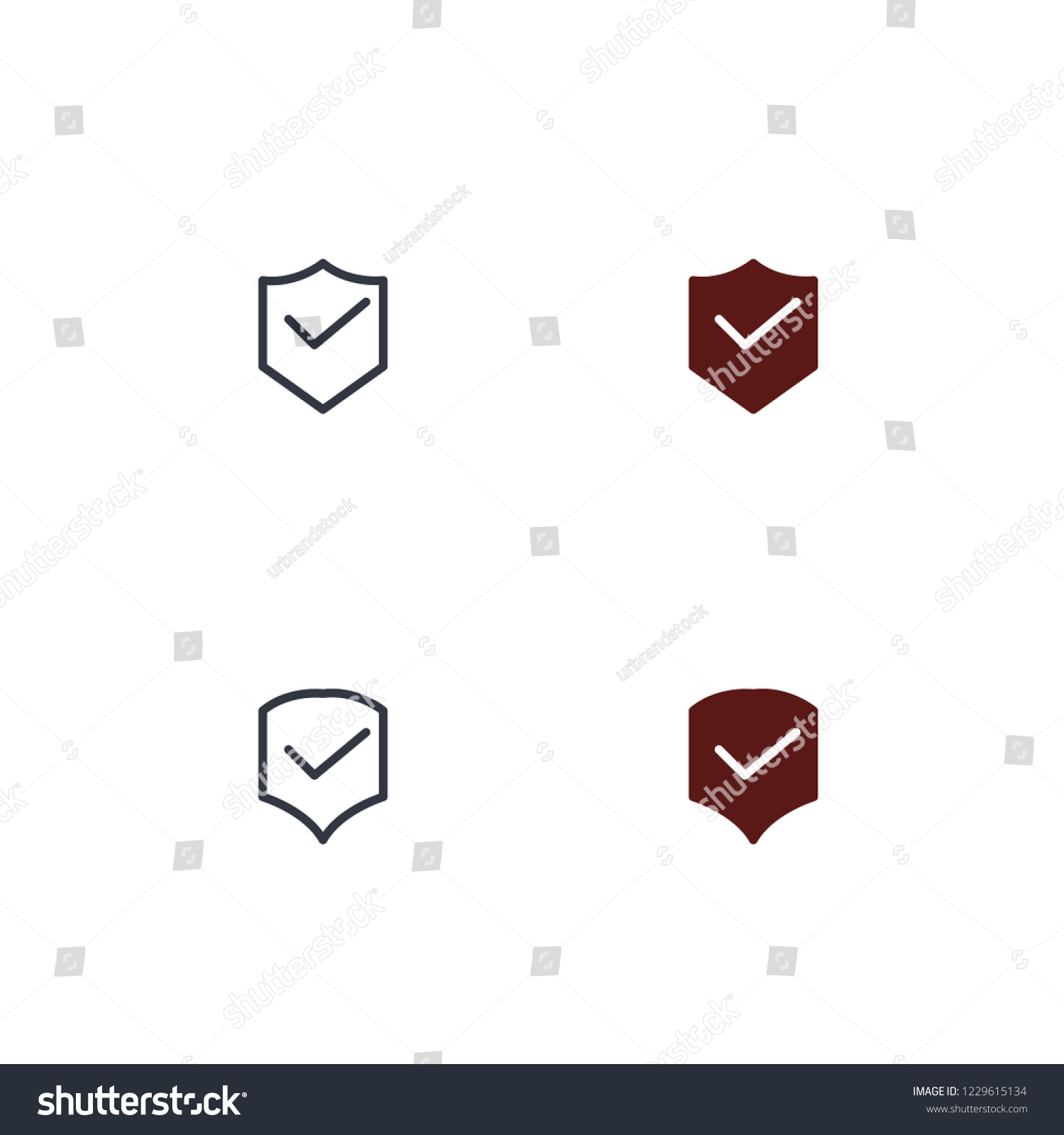 Shield Check Icon Set Flat Style Stock Vector (Royalty Free) 1229615134 ...