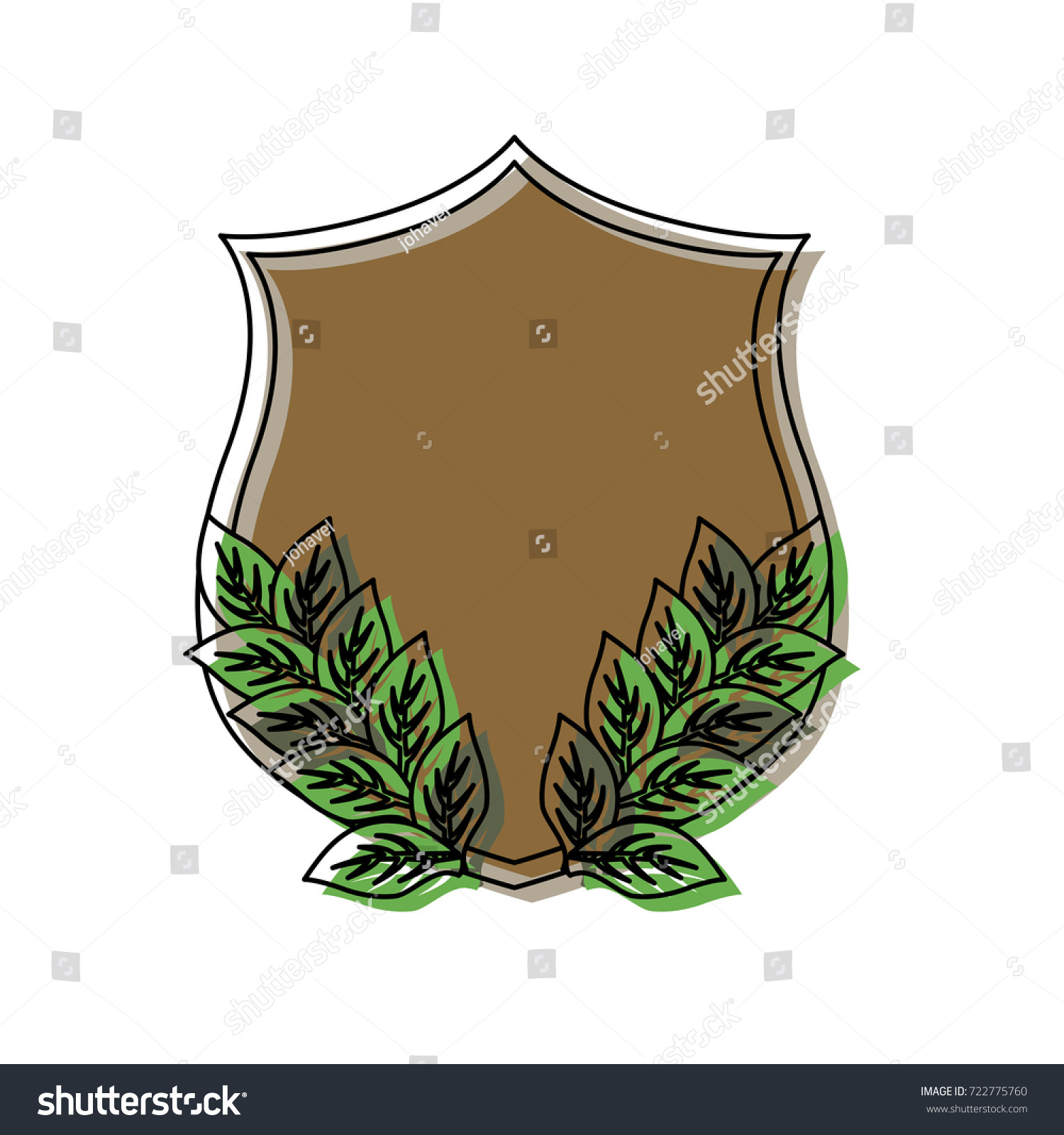 Shield Leaves Vector Illustration Stock Vector (Royalty Free) 722775760 ...
