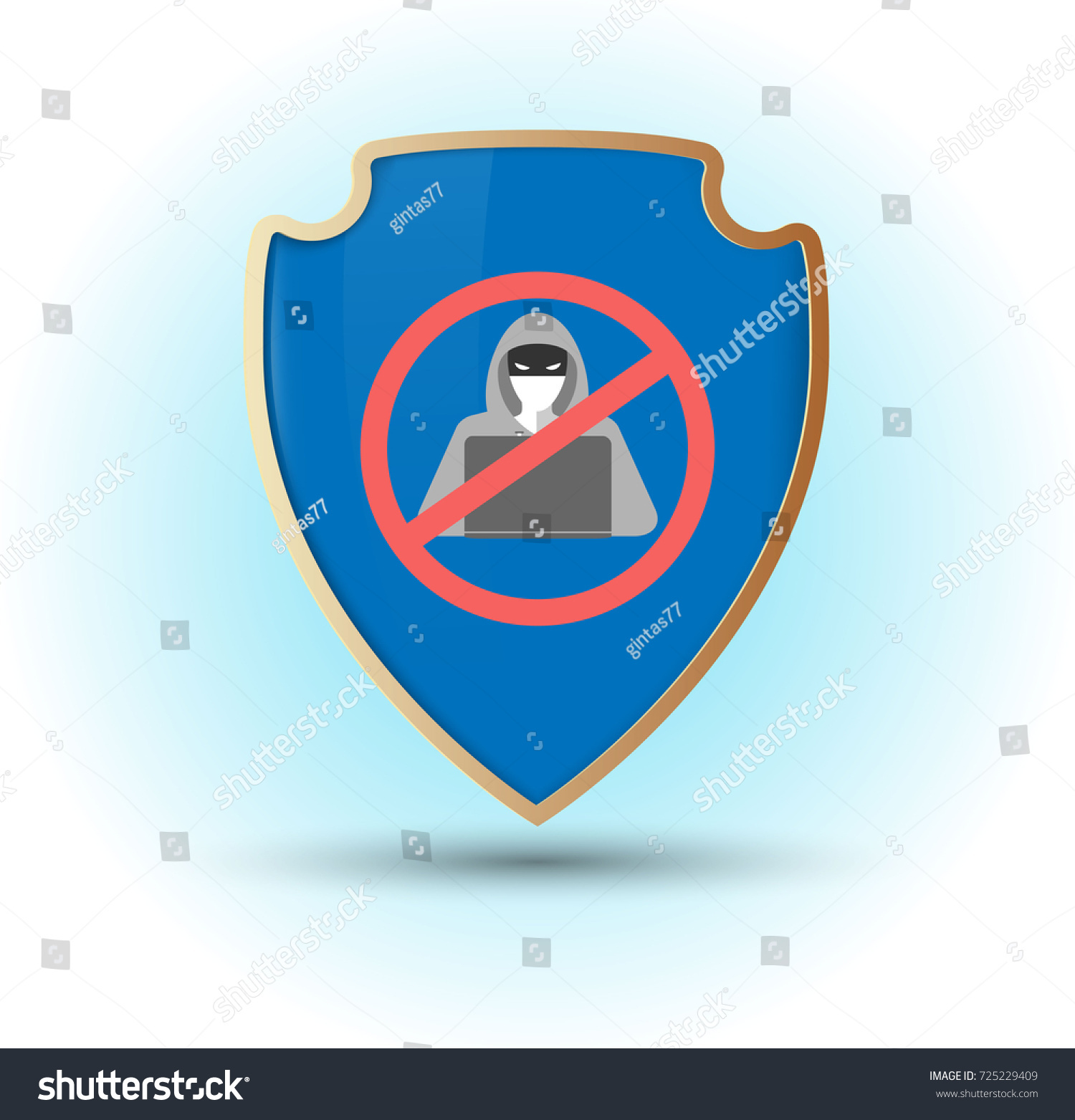 Shield Stop Hacker Simbol Stock Vector (Royalty Free) 725229409