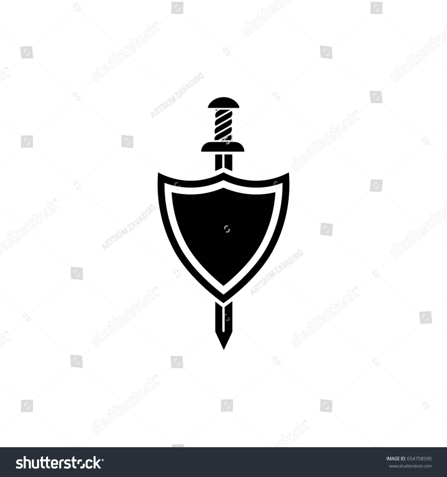 Shield Sword Vector Icon Stock Vector (Royalty Free) 654758590 ...
