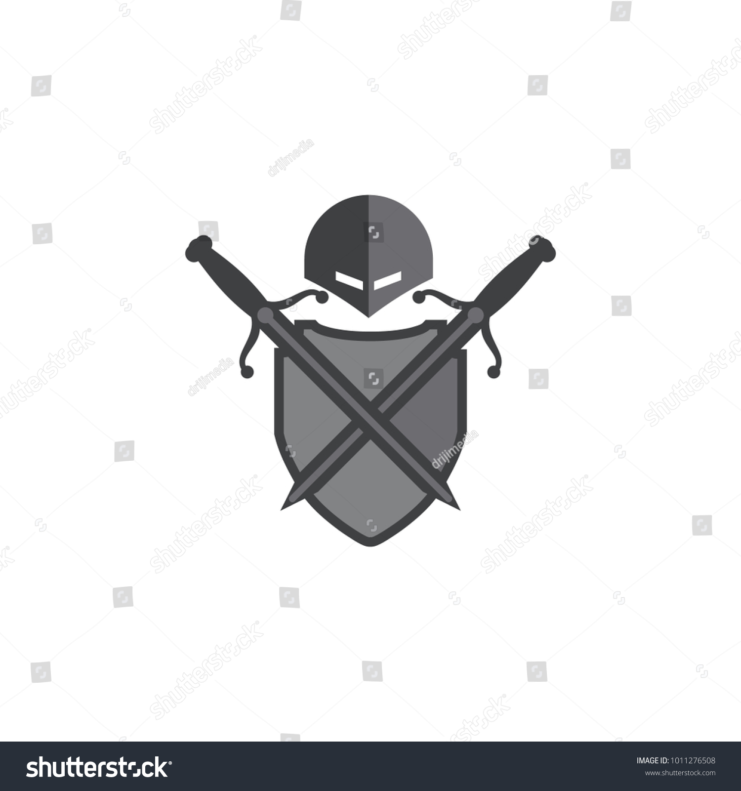 Shield Two Sword Helmet Logo Design Stock Vector (Royalty Free ...