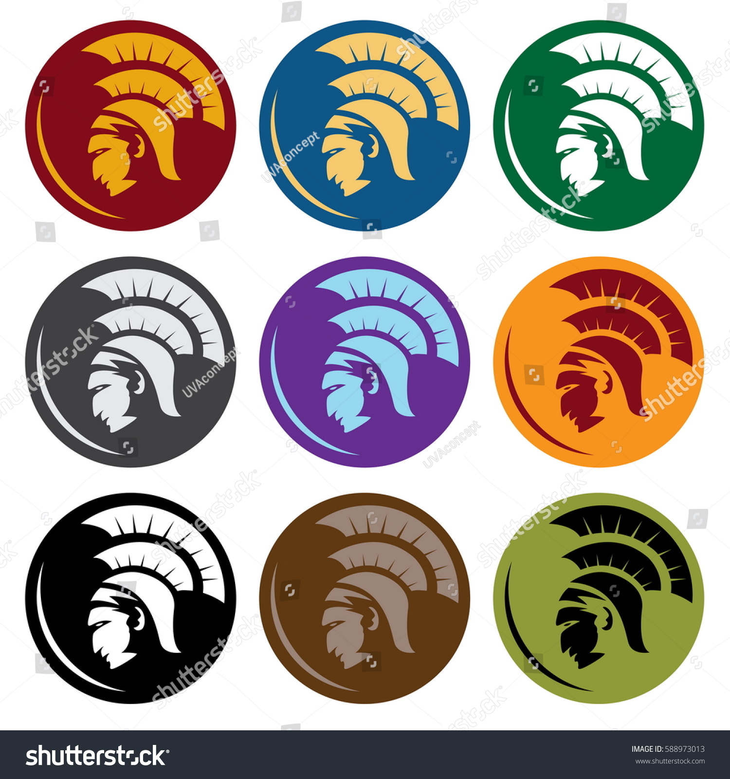 Shields Spartan Head Vector Design Template: vector de stock (libre de ...
